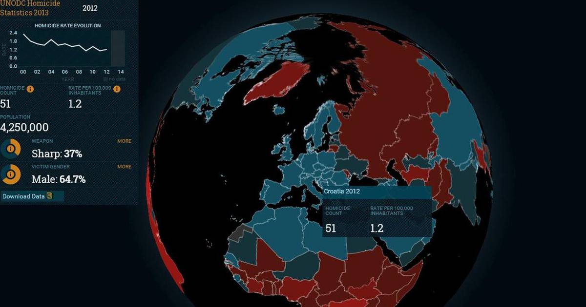 Interaktivna mapa koja otkriva stope ubojstava diljem svijeta | 24sata