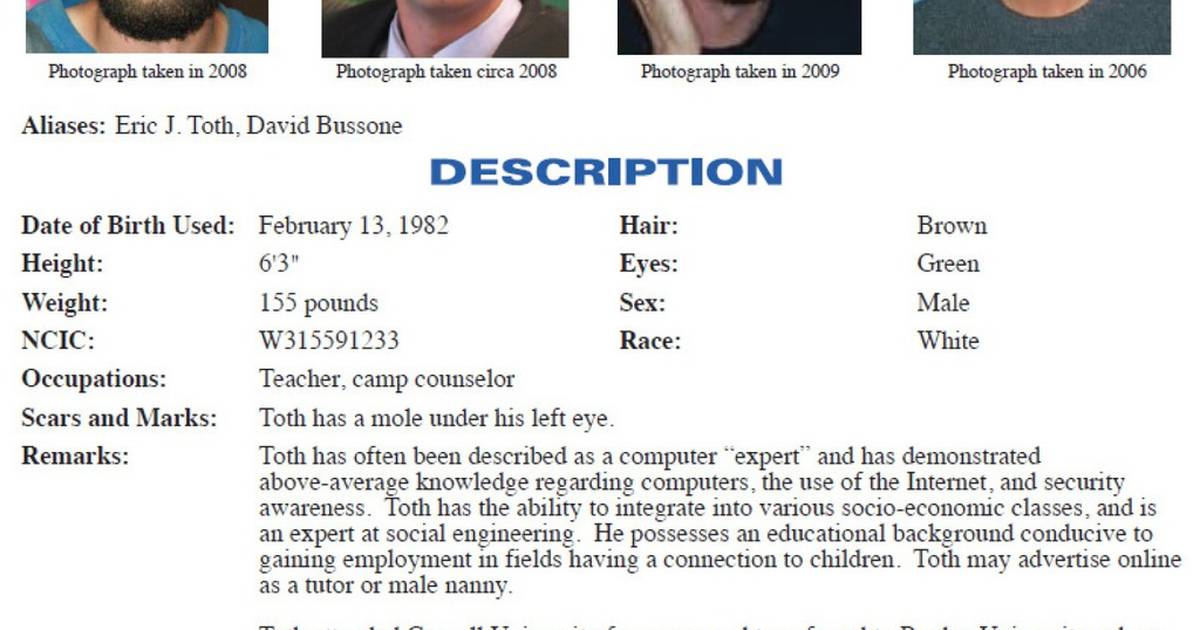 Eric Justin Toth prema FBI-ju najtraženiji zločinac u SAD-u | 24sata
