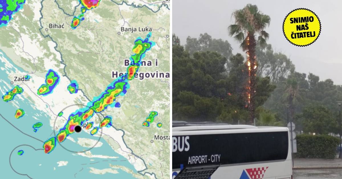 VIDEO Jako nevrijeme pogodilo Split! Grom zapalio palmu, pada tuča ...
