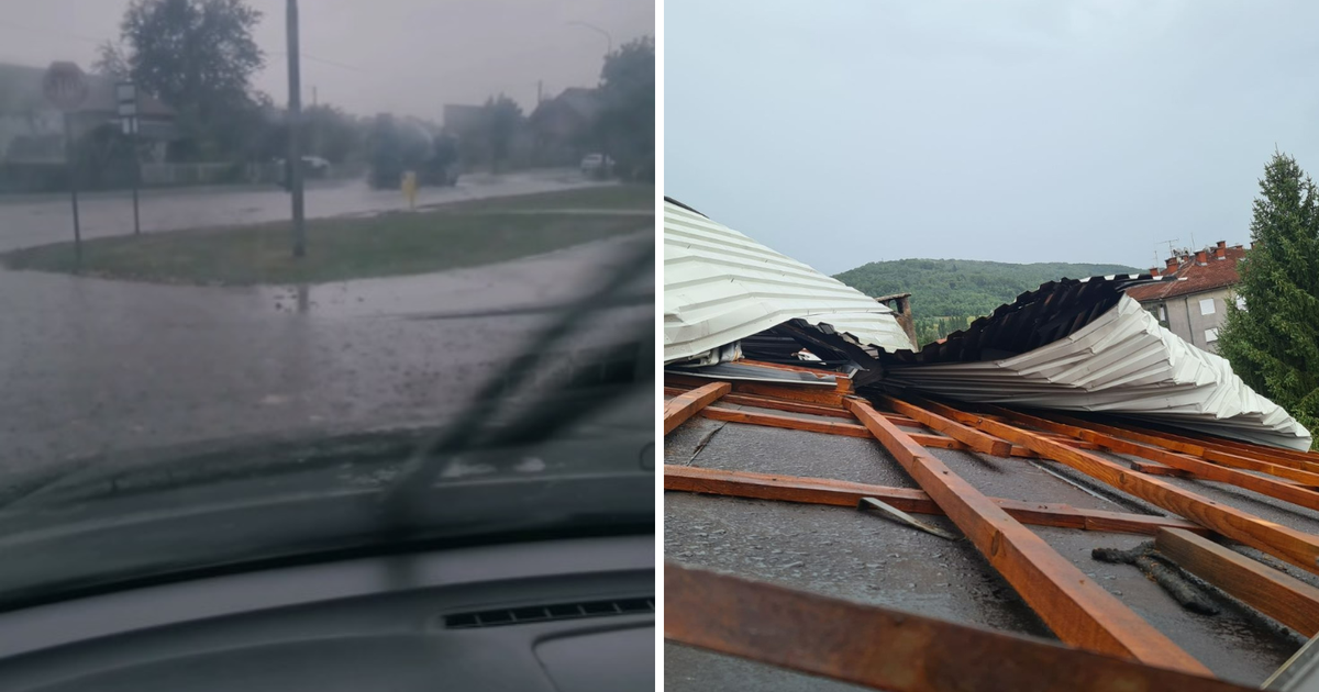 U Dugoj Resi snažno nevrijeme odnijelo krov sa zgrade, kaos je i u Petrinji: 'Cijeli grad pliva ...
