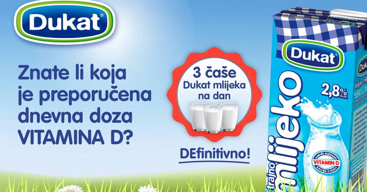Tri čaše Dukat mlijeka – dovoljno vitamina D za cijeli dan | 24sata