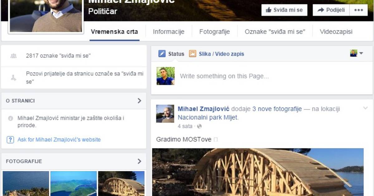 Zmajlović na Fejs stavlja slike mostova: 'Gradimo MOSTove' | 24sata